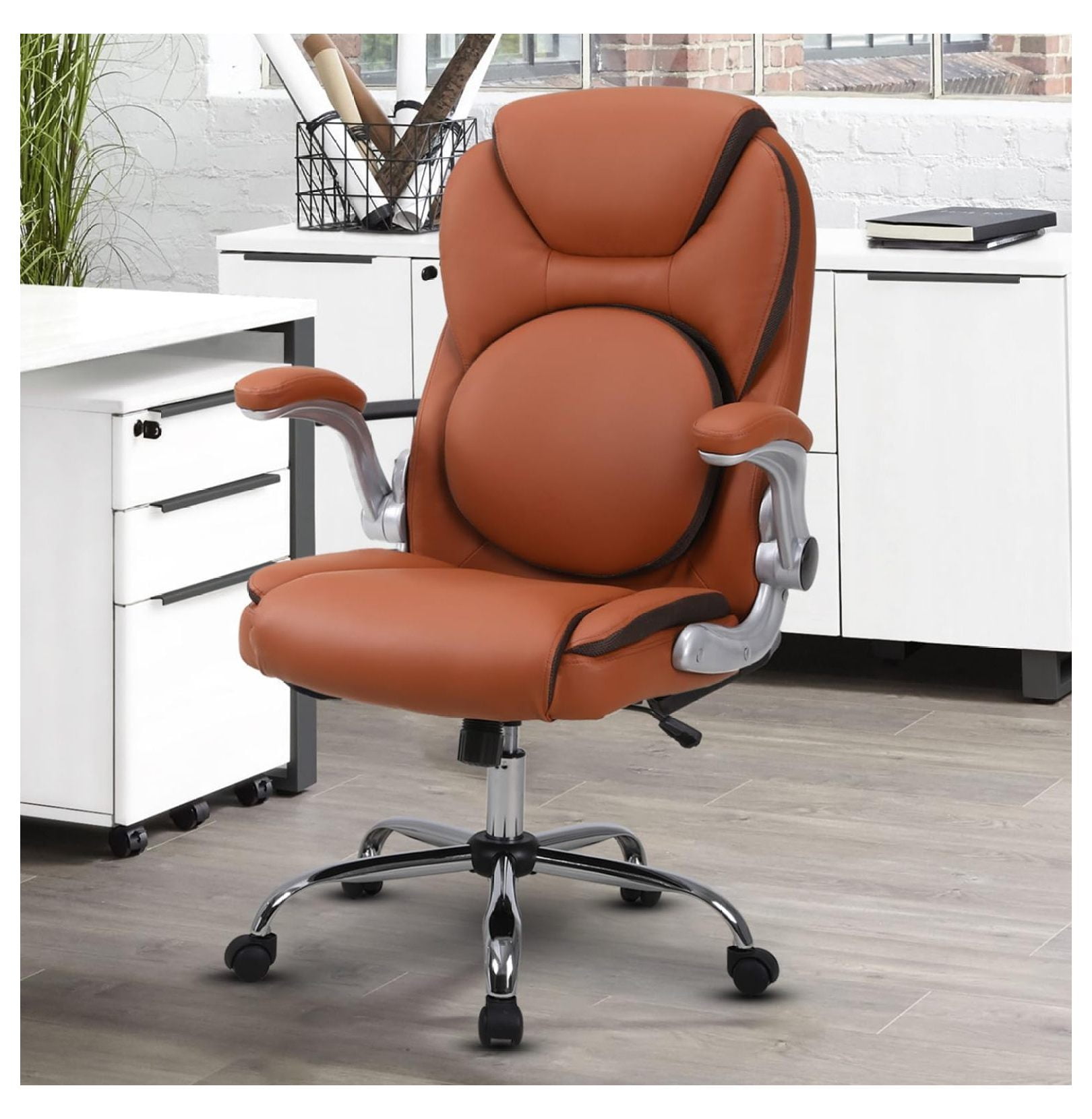 Lumbar Support Executive Office Desk Chair, Leather Ergonomic Desk ...