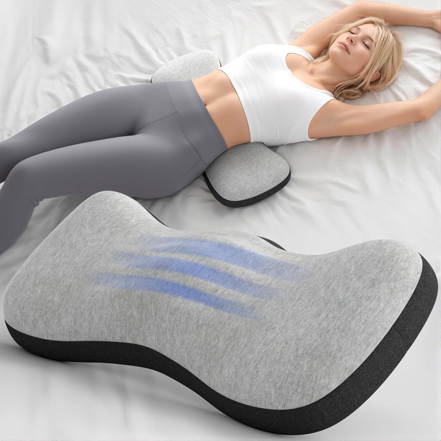 Lumbar Support Pillow for Bed, Lower Back Pillow for Sleeping, Memory ...