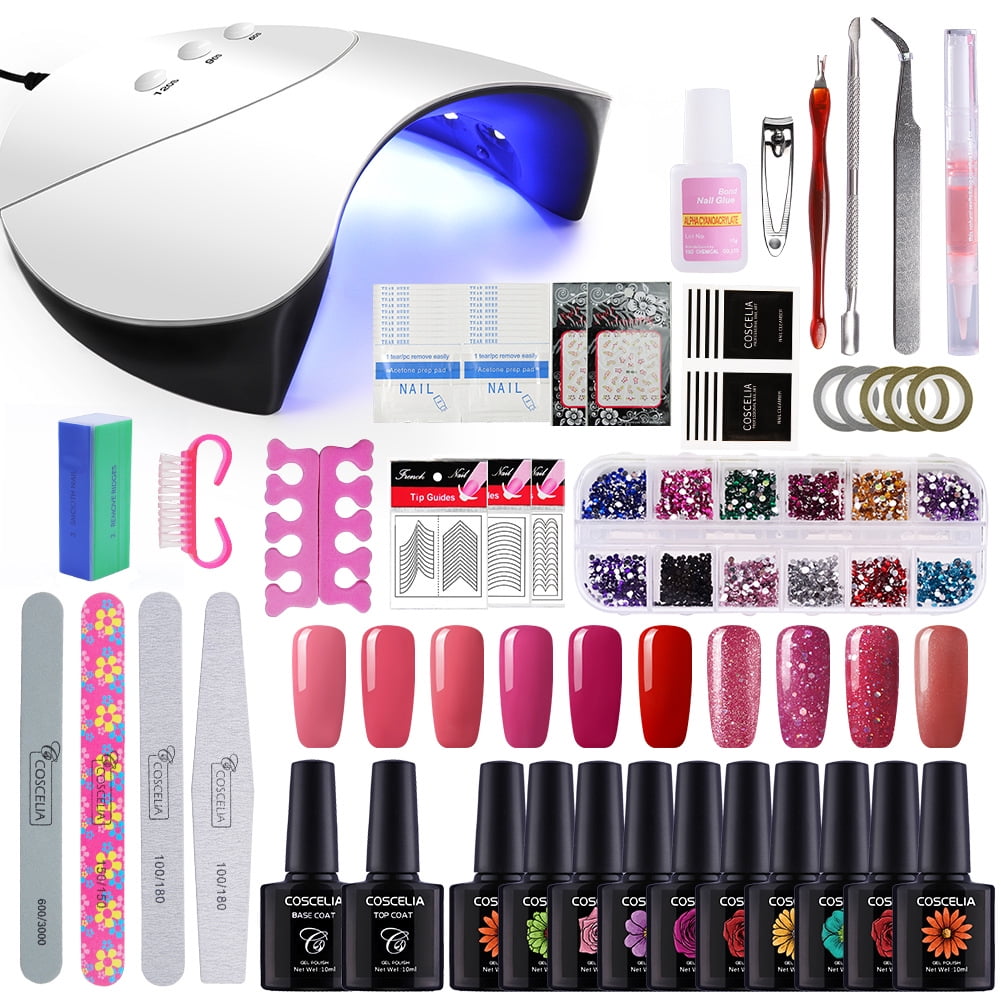 Gel Nail Polish Set 10 Colors Gel Nail Kit with Drill and U V Light ...