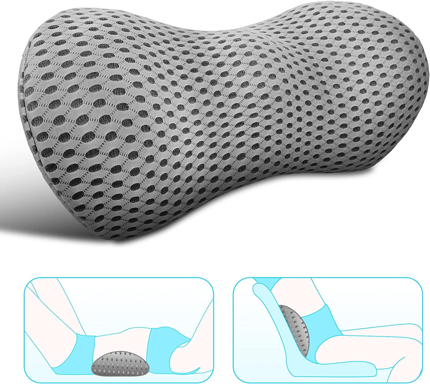 Lumbar Support Pillow - Memory Foam for Low Back Pain Relief, Ergonomic ...
