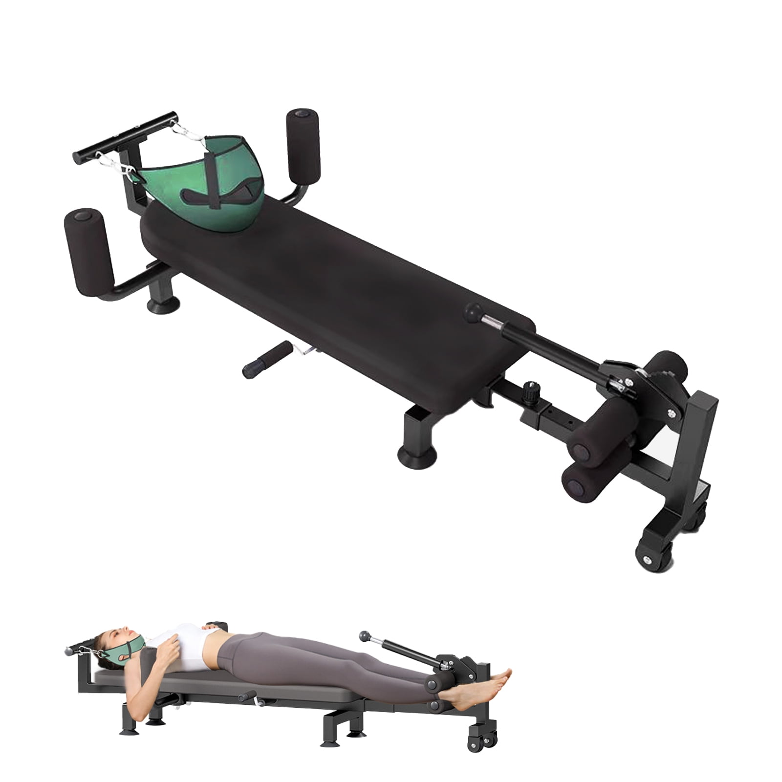 Lumbar Traction Inversion Table, Portable Back Stretcher Bed for Back ...