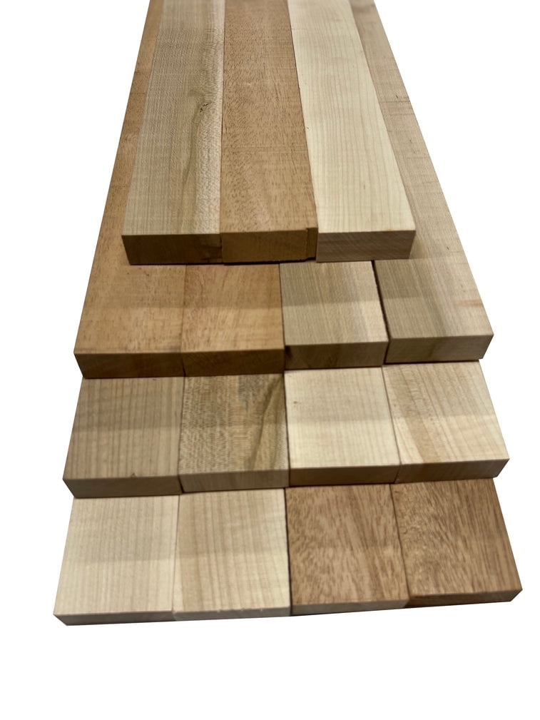 Lumber Board Combo 3/4" x 2" (15 Piece) - Hard Maple, African Mahogany ...