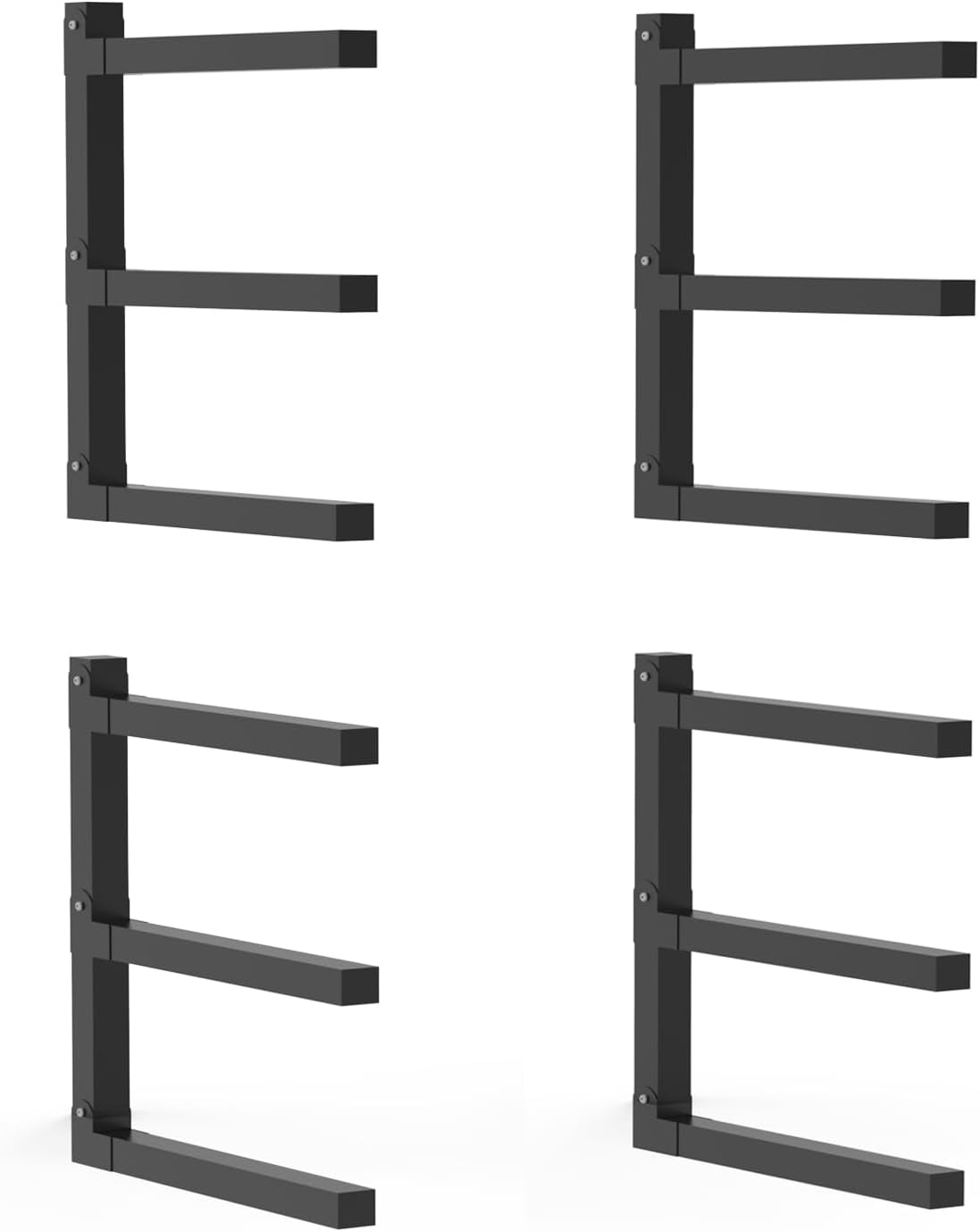 Lumber Storage Metal Rack, 3-Level Wall-Mounted Organizer and Wood Rack ...