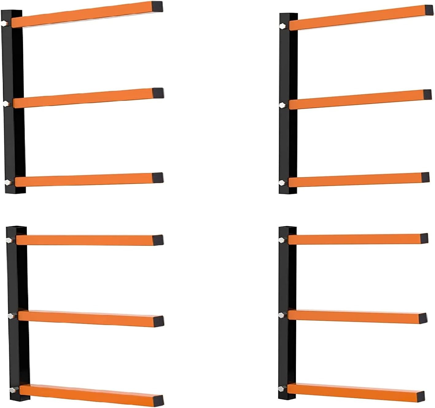 Lumber Storage Rack, Wall Mount Wood Organizer and Metal Rack with 3 ...