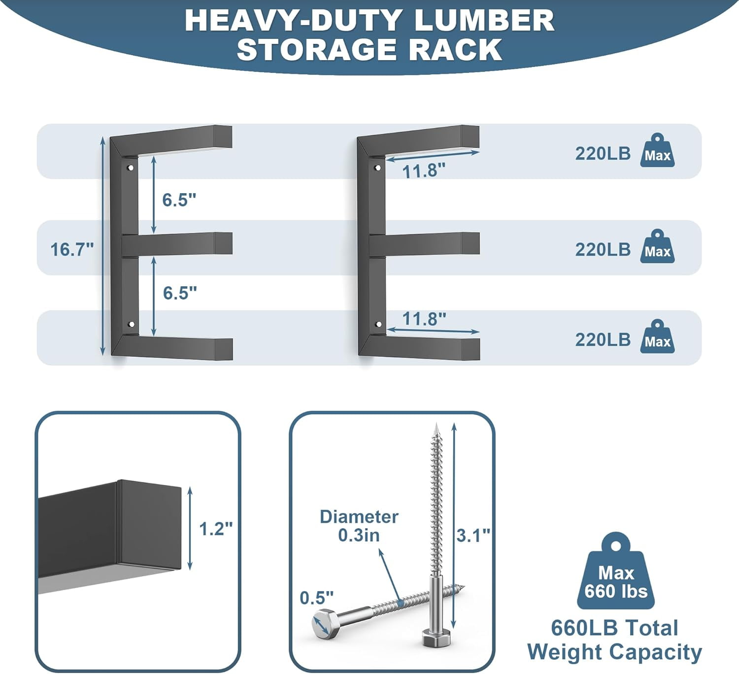 Lumber Storage Rack Wall Mount Wood Storage Racks, Metal Wood Organizer ...