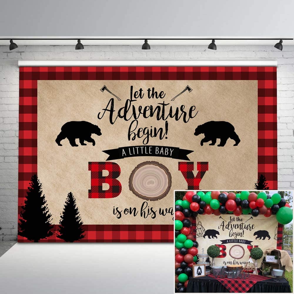 Lumberjack Baby Shower Backdrop Boy Baby Shower Shower Photo Background ...