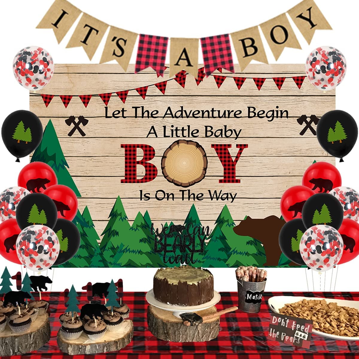 Lumberjack Buffalo Plaid Baby Shower Decorations for Boy Lumberjack ...