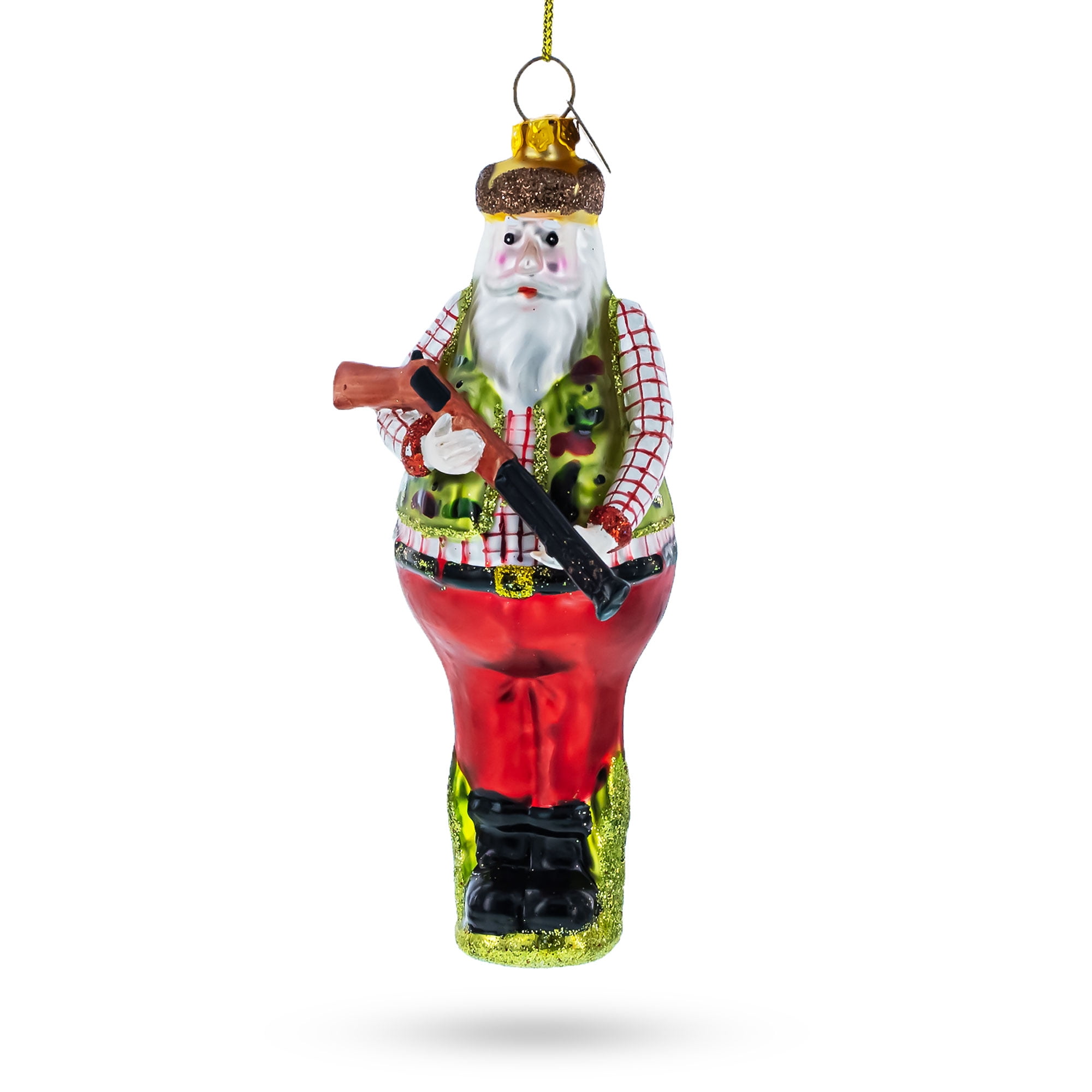 Lumberjack Hunter Santa Blown Glass Christmas Ornament - Walmart.com
