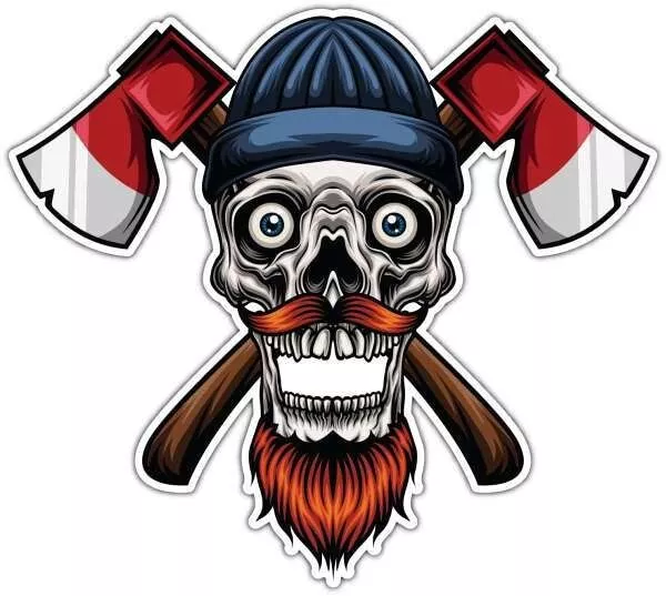 Lumberjack Skull Logging Axe Car Window Stickerphone Decal Water Bottle ...