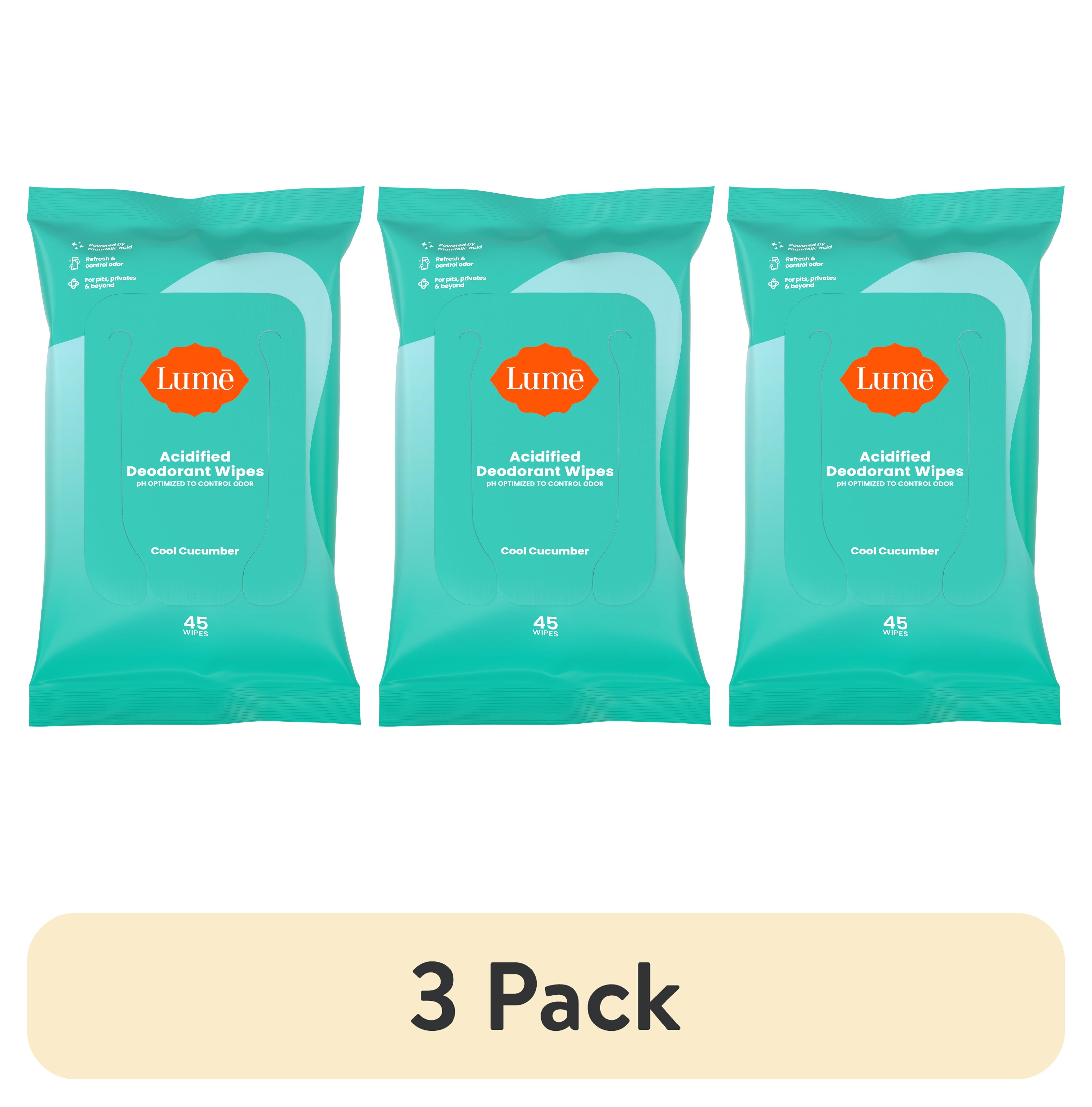 (3 pack) Lume Women’s Acidified Deodorant Wipes - Cool Cucumber ...