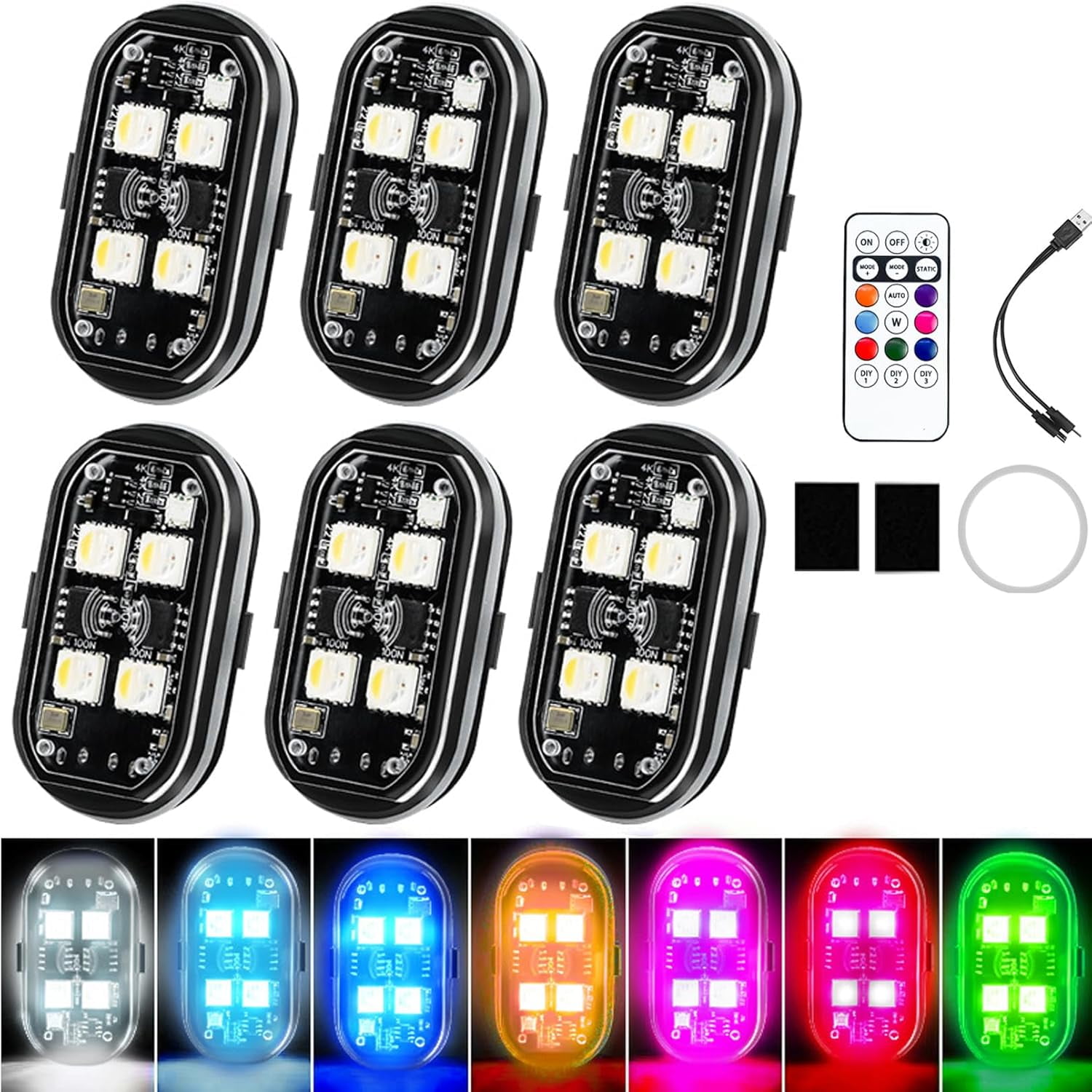 LumeX Flux – Wireless RGB LED Lights with Remote Control, 8 Colors 10 ...
