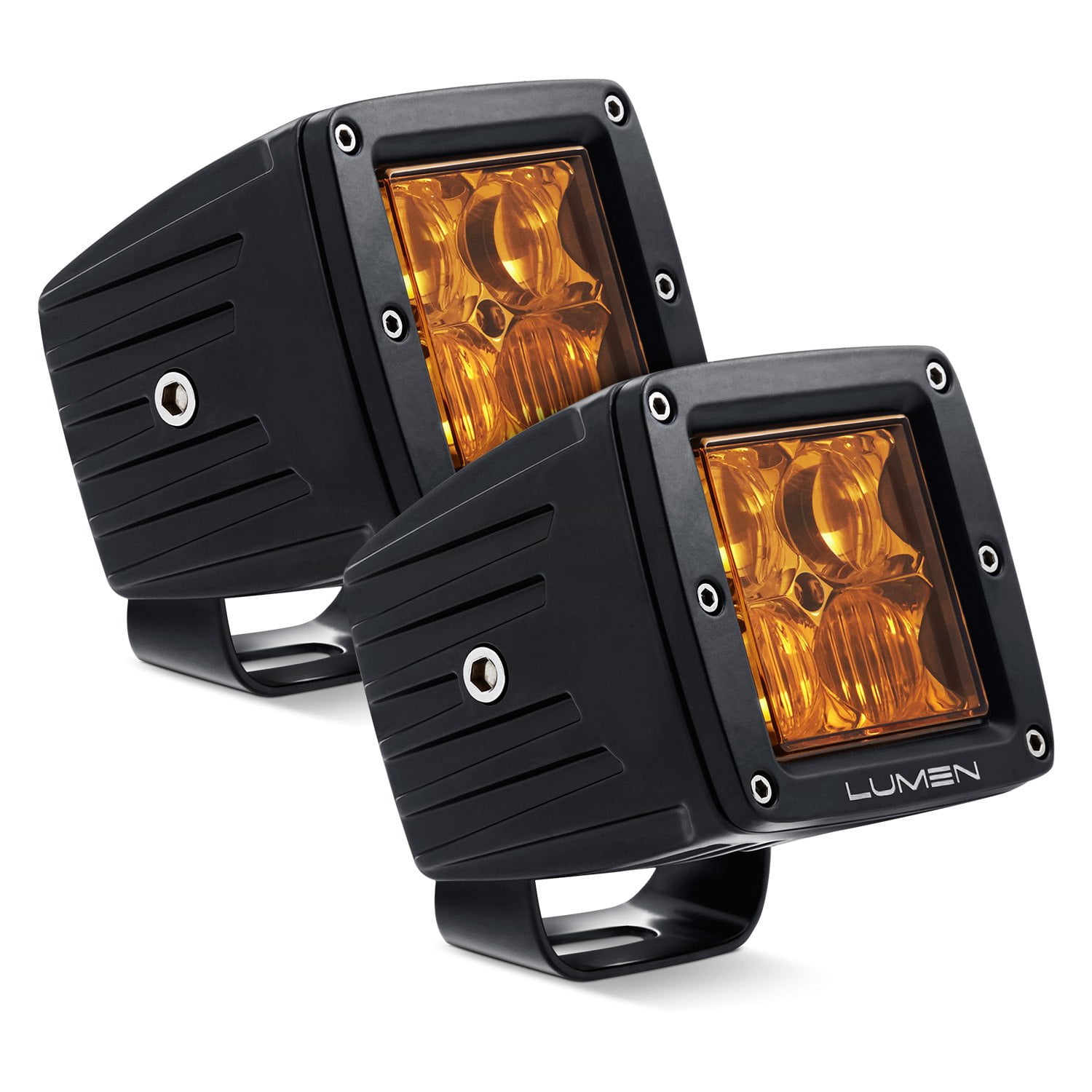 Lumen OR994-AC - 3" Cube 4D Optic 20W Amber Combo Beam LED Pod Lights ...