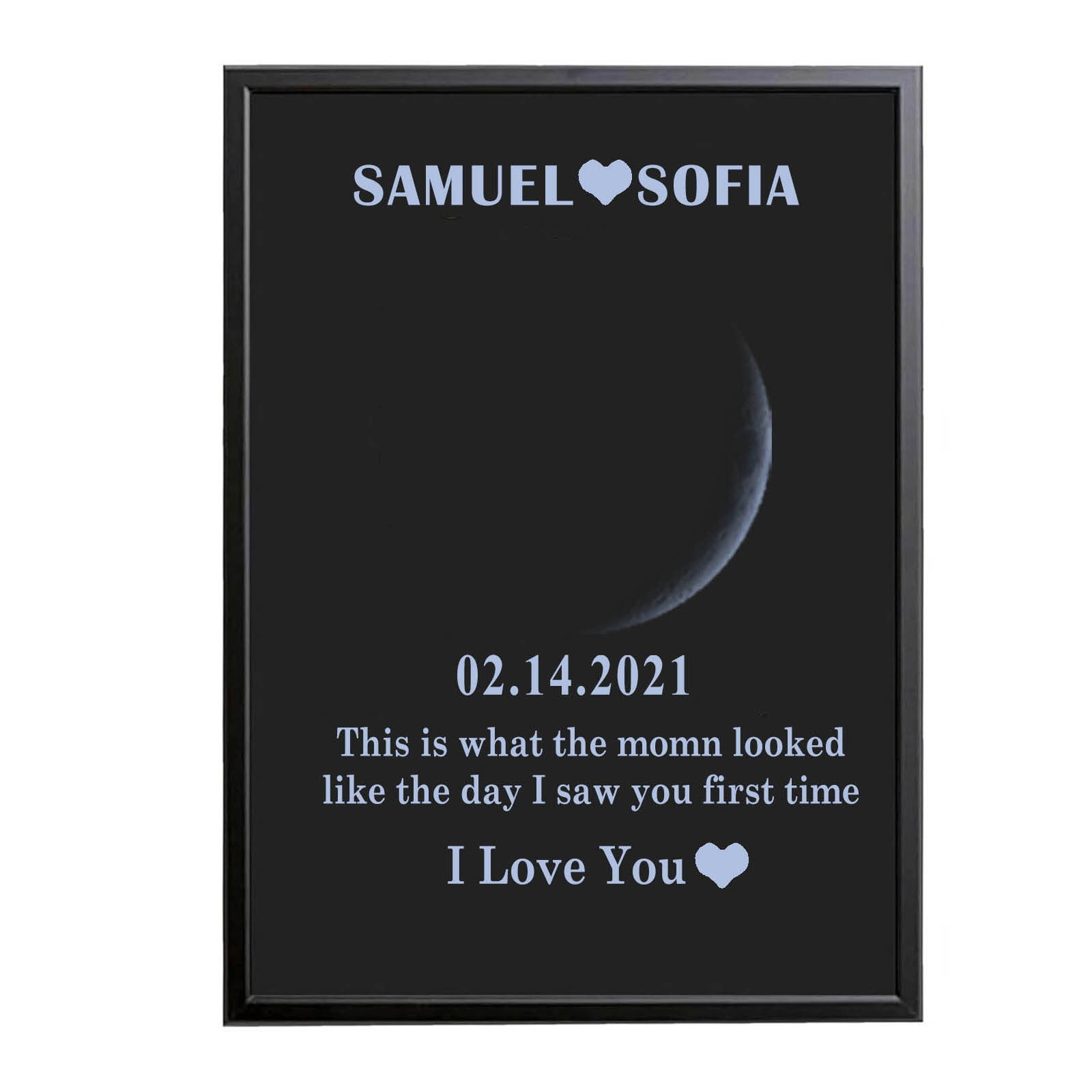 Lumenara Custom Moon Phase And Name Wooden Frame With Your Text 'The ...