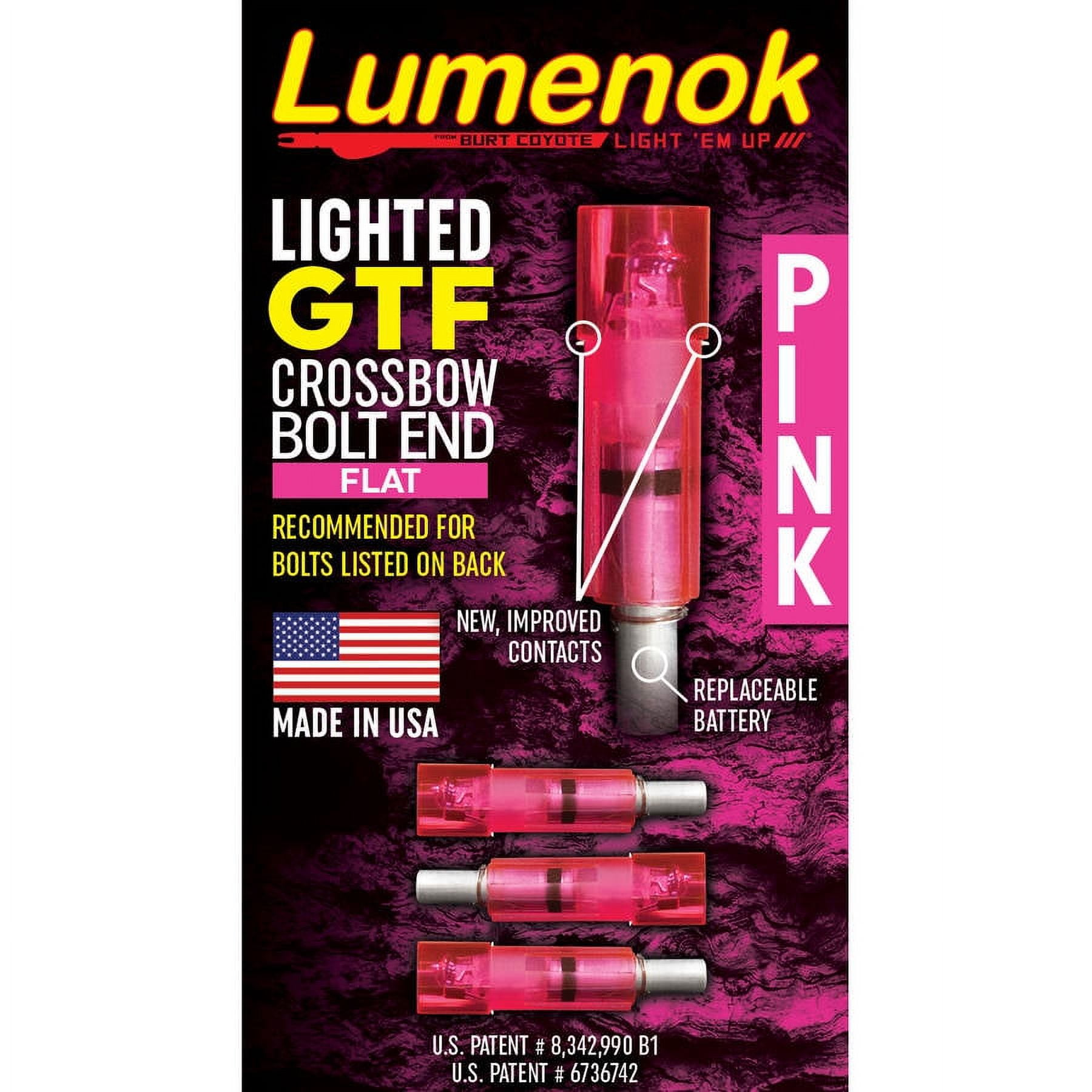 Lumenok Lighted Crossbow Nock Gold Tip Flat Bolt Ends, 3-Pack, Pink ...