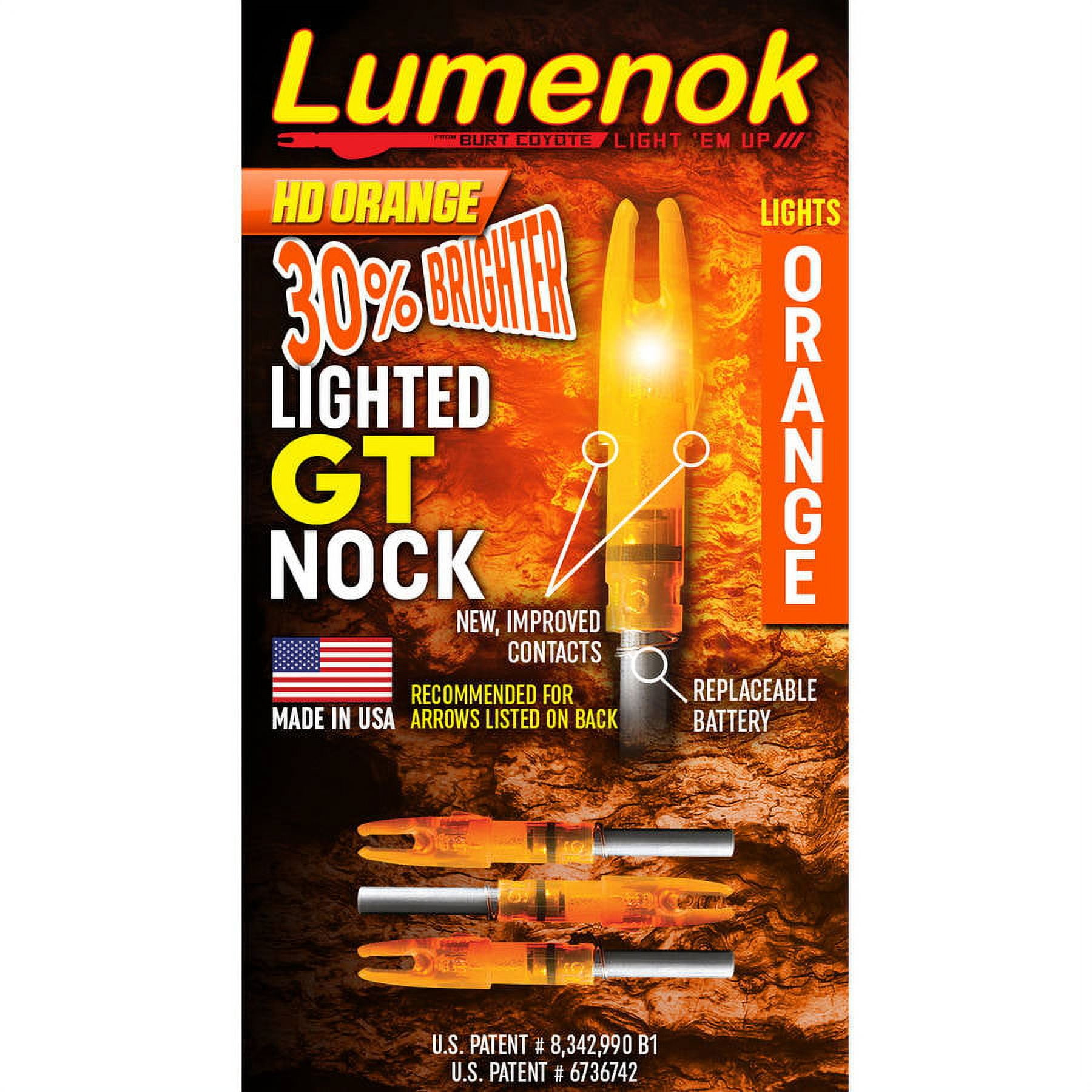 Lumenok GT Lighted Arrow Nock Orange 3PK - Walmart.com