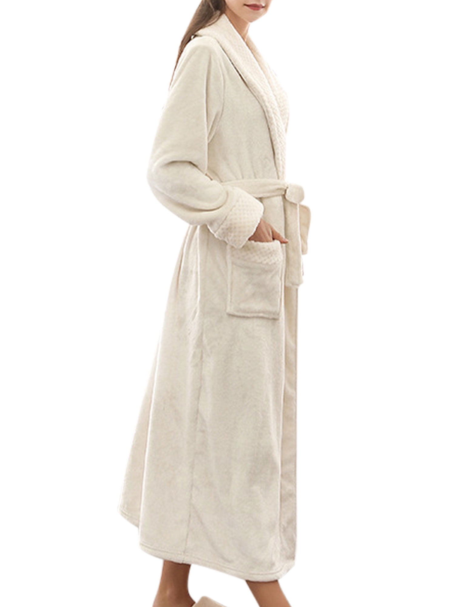 Lumento Long Bath Robe for Womens Warm Fleece Bathrobes Nightgown ...