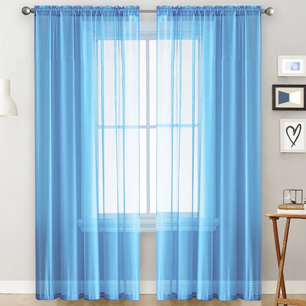 Lumento Window Curtain 2 Panels Curtains Clear Long Sheer Voile Rod ...