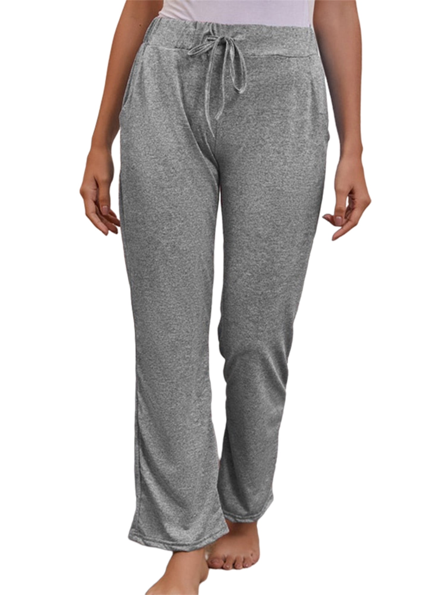 Lumento Women Casual Long Pajama Lounge Pants Drawstring Sleepwear Plus ...