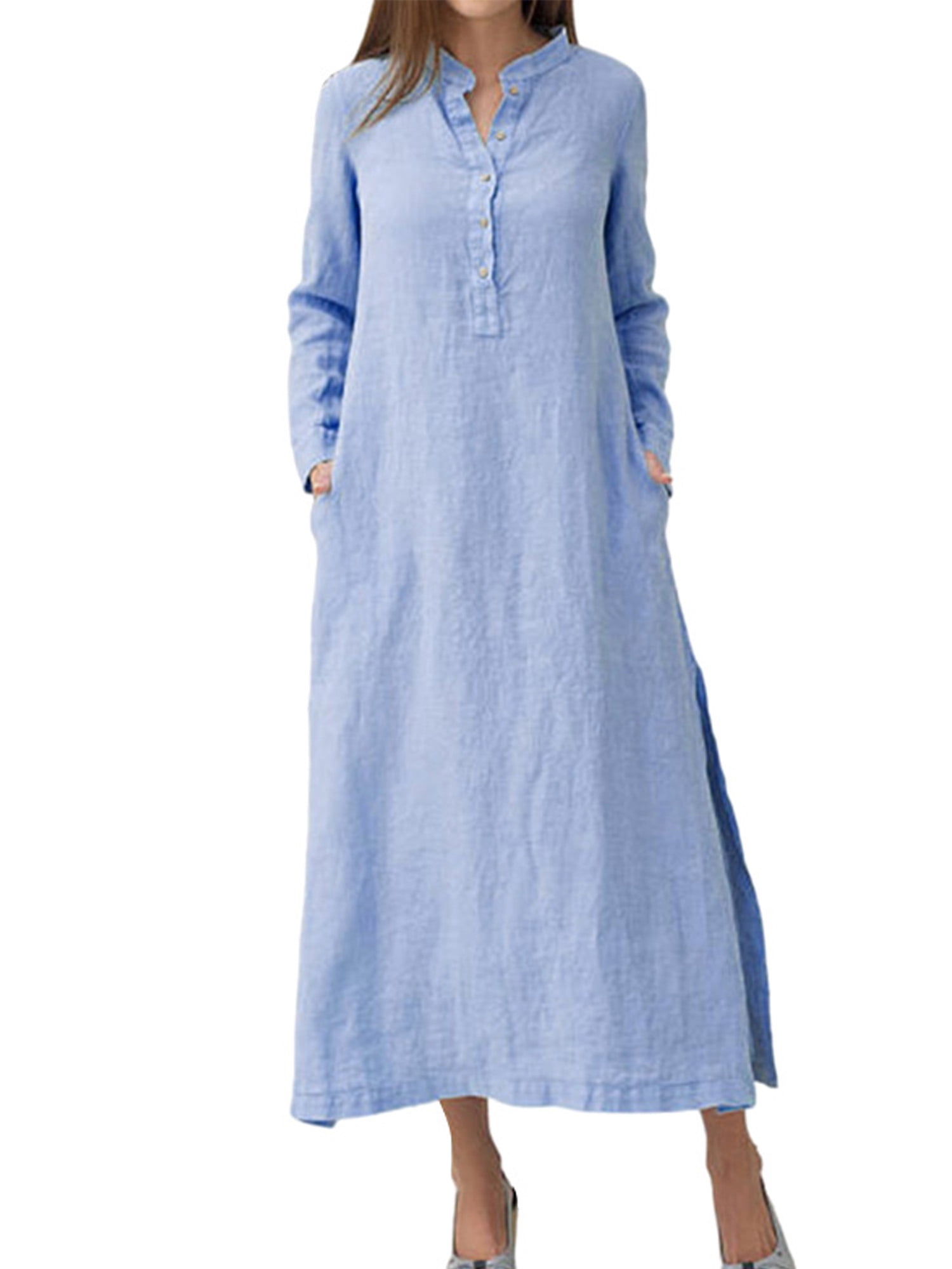 Lumento Women Shirt Dress Long Button Shirts Blouse Dress Retro Casual ...