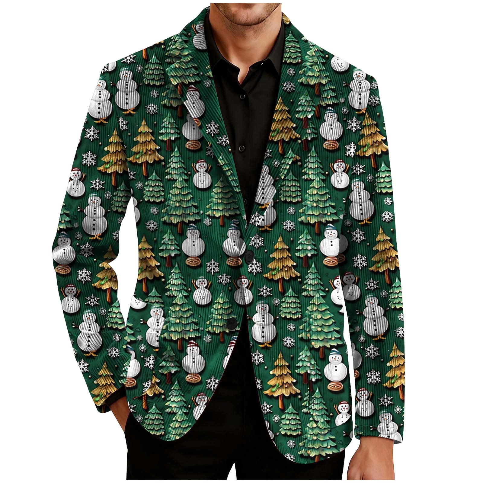 Lumeqa Christmas Blazer for Men Vintage Corduroy Ugly Jacket Funny Xmas ...