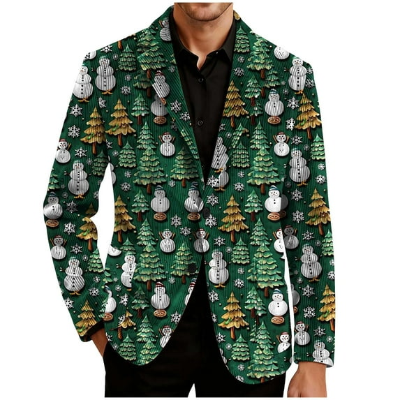 Lumeqa Christmas Blazer for Men Vintage Corduroy Ugly Jacket Funny Xmas ...