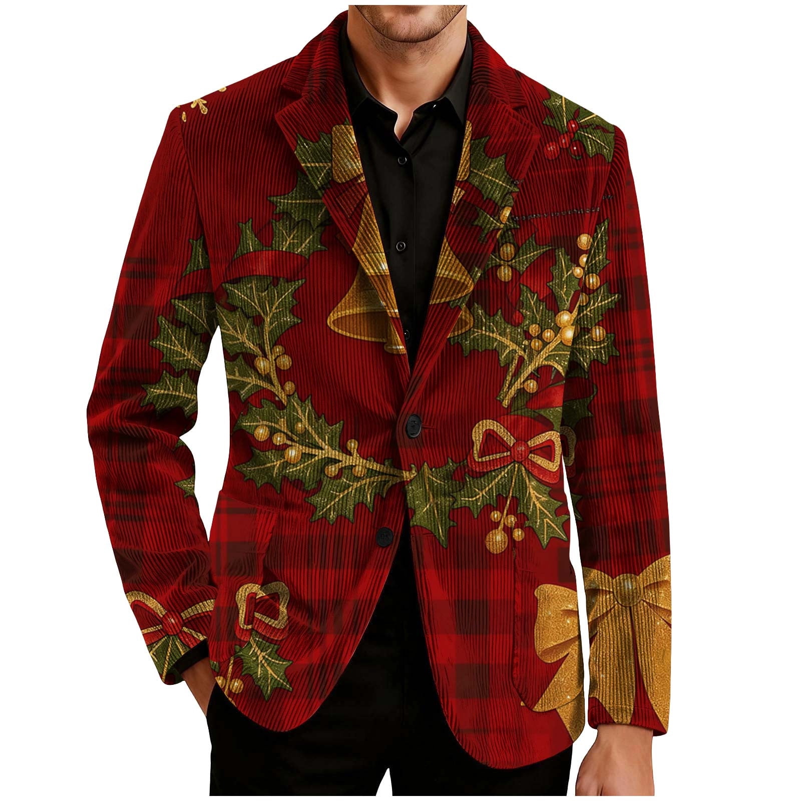 Lumeqa Christmas Blazer for Men Vintage Corduroy Ugly Jacket Funny Xmas ...