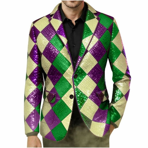 Lumeqa Mardi Gras Jacket Mens Holiday Blazer Outfits Plus Size Suit ...