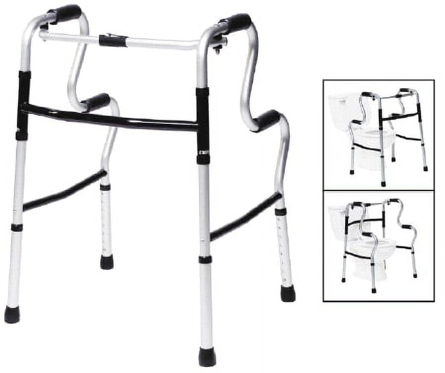 Lumex UpRise Single Release Folding Walker Adjustable Height Aluminum ...