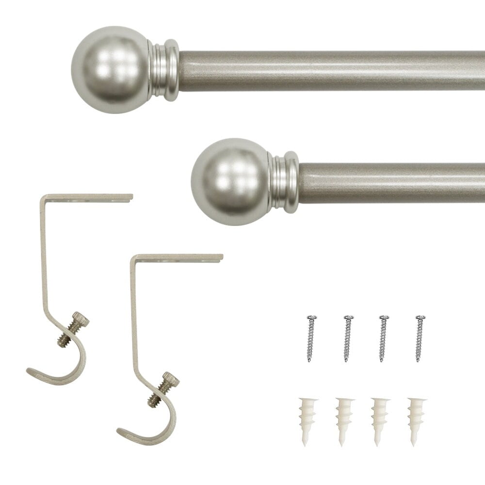 Lumi 5/8" Single Curtain Rod Set Oil Rubbed Bronze/Silver-Ball finials ...
