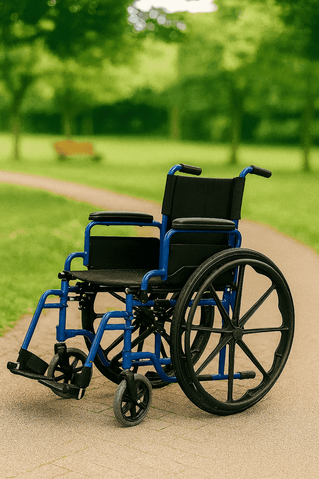 Lumi Blue Wheelchair with Padded Desk Arm, Adjustable Leg Rests, 18 ...