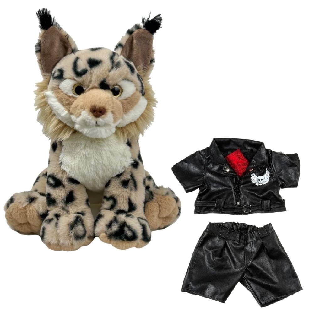 Lumi the Lynx 16 Inch Plush Toy with Easy Rider Biker Outfit Cute ...
