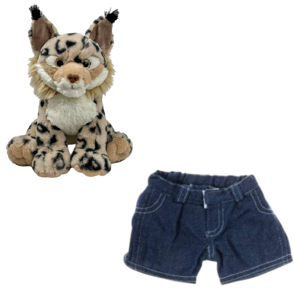 Lumi the Lynx Plush Toy 16 Inch with Blue Jean Shorts – Eco-Friendly ...