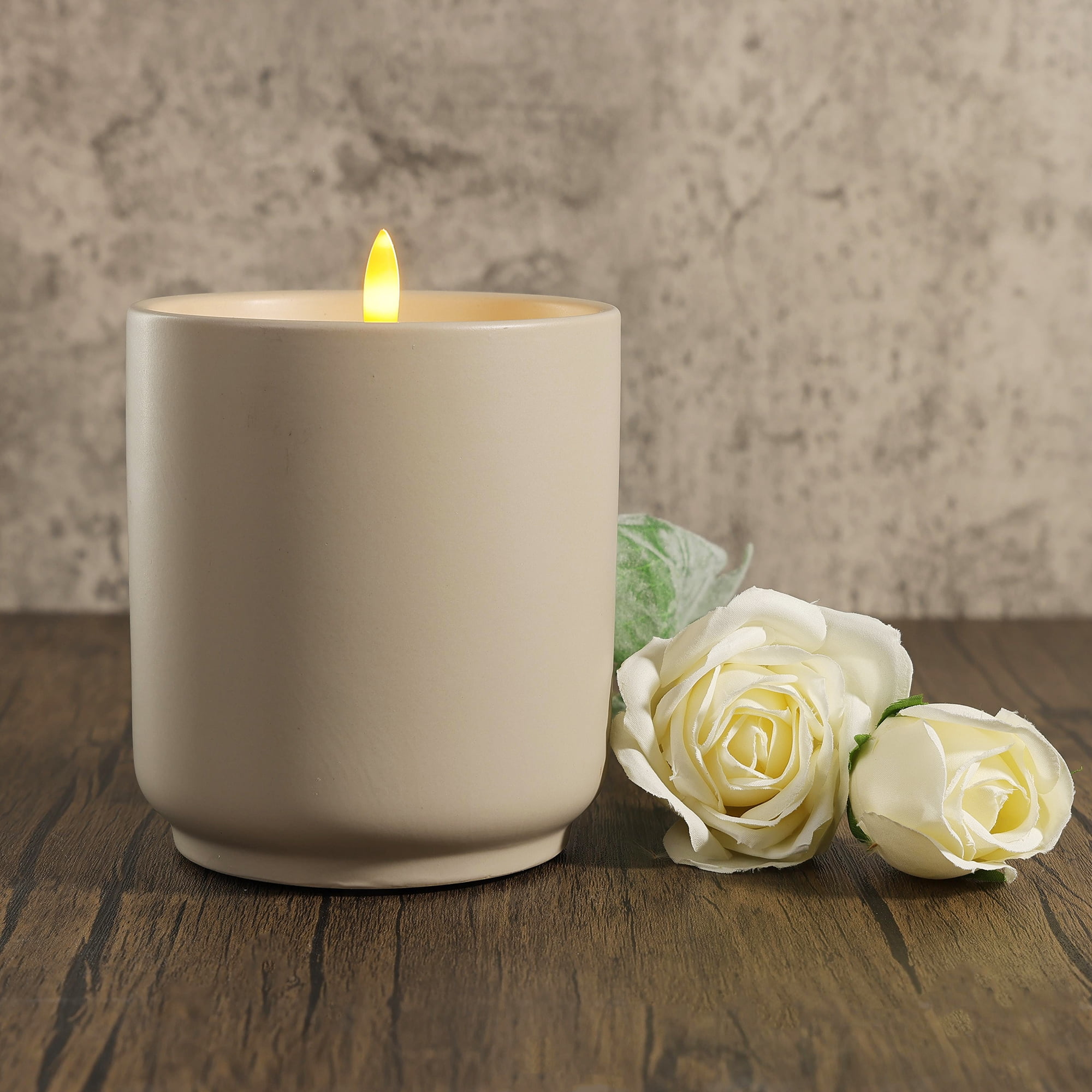 LumiPur Flameless Candle Stoneware Design Collection, Flickering ...