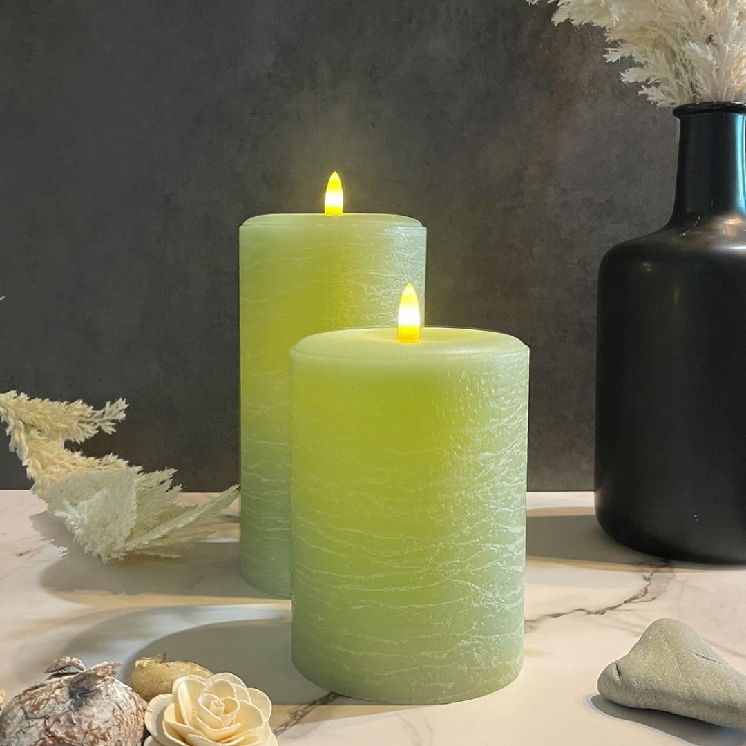 LumiPur Signature Natural Glow Flameless Wax Pillar 2 Pack LED Candle 3 ...