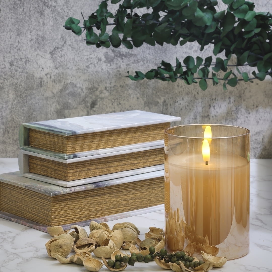 LumiPur XL Premium Design Series Glass Flameless LED Candle 3.5" x 5 ...