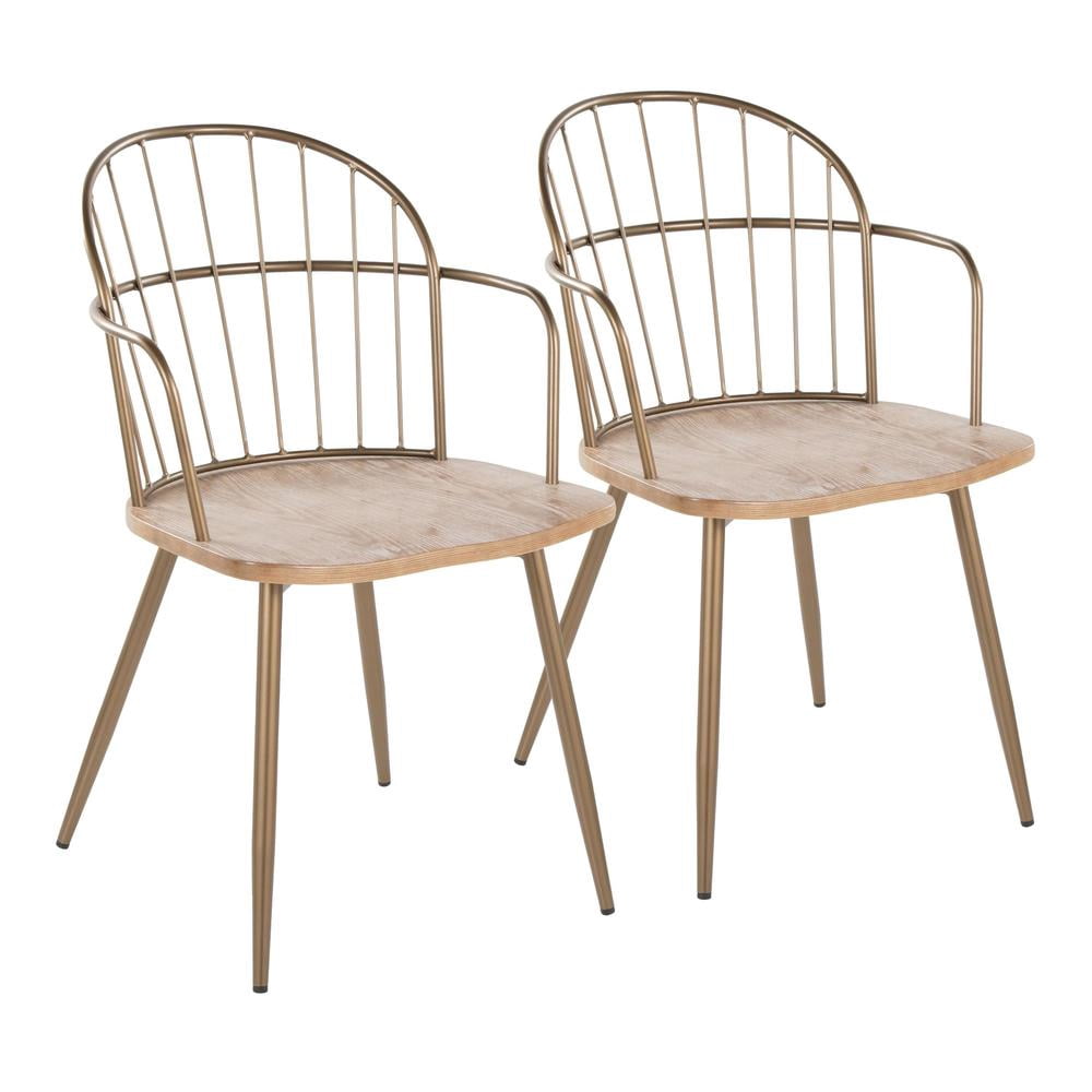 LumiSource Antique Copper Metal, White Washed Wood Riley Arm Chair ...
