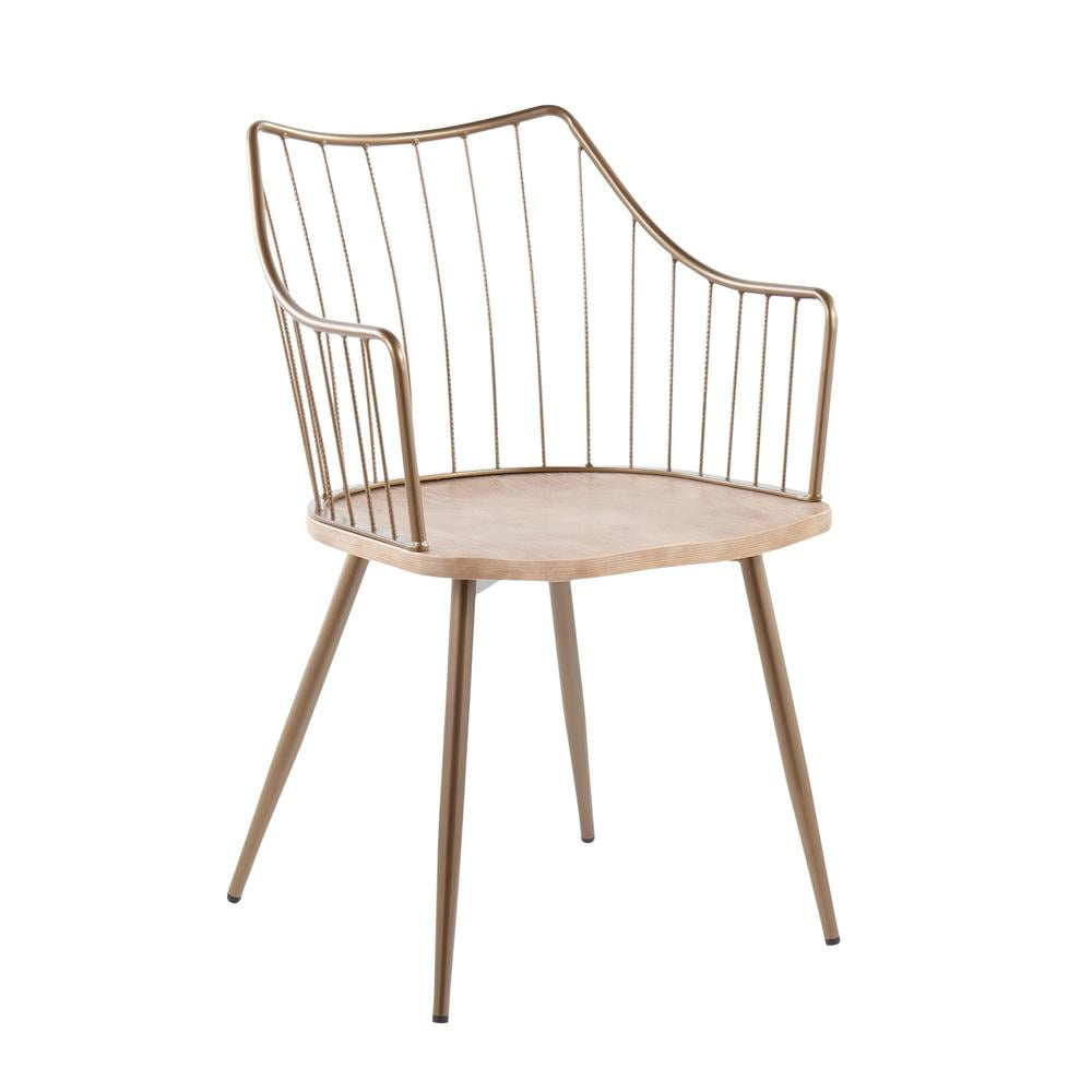 LumiSource Antique Copper Metal, White Washed Wood Winston Chair ...