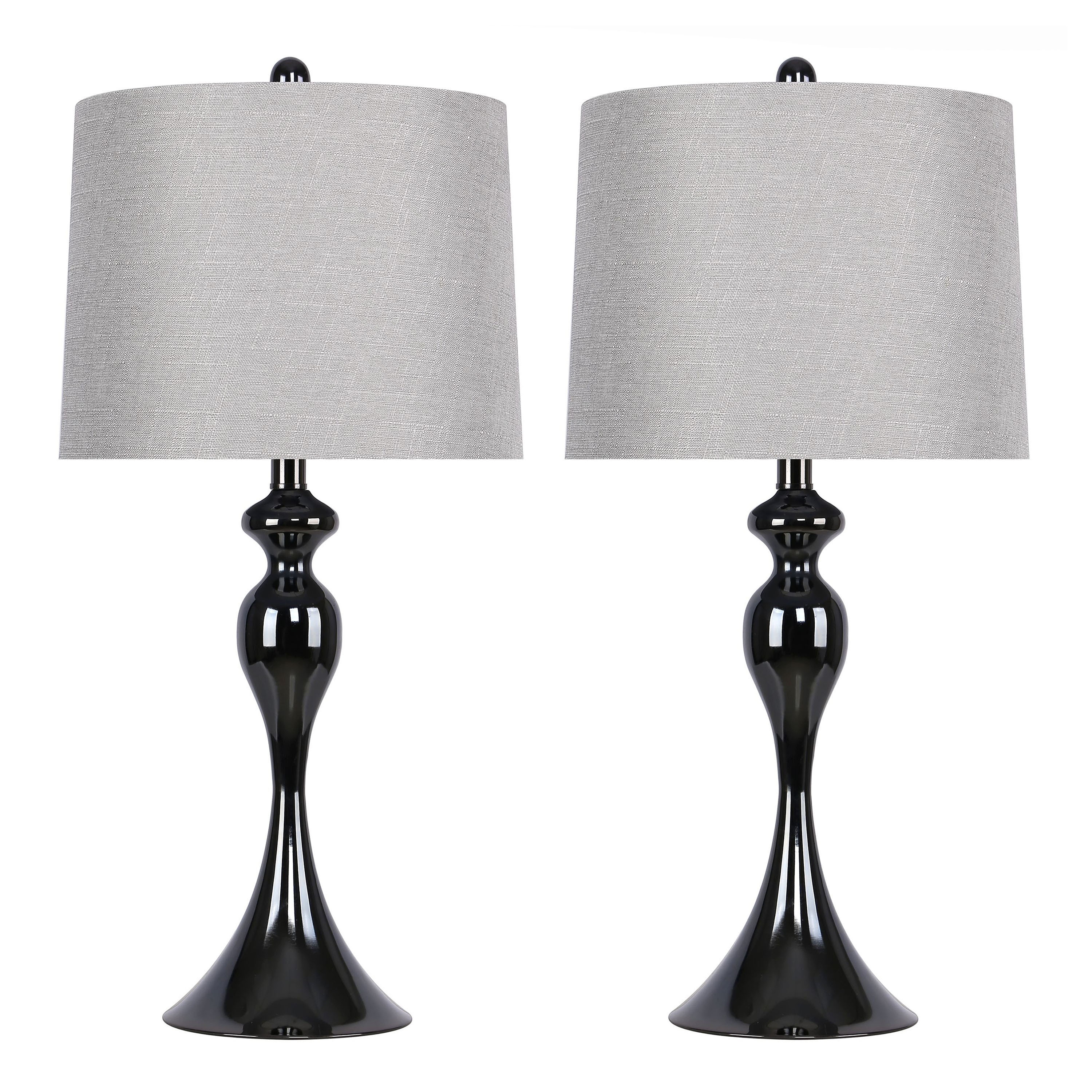 LumiSource Ashland 27" Metal Table Lamp (Set of 2) Gun Metal/Light Grey ...