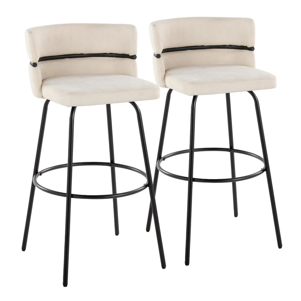 LumiSource Black Metal, Cream Fabric Cinch Claire 30" Fixed-Height ...