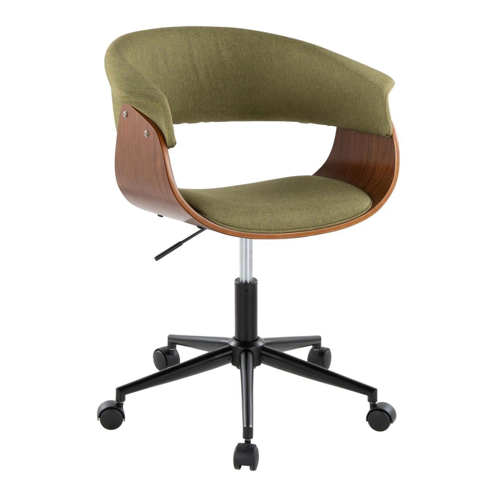 LumiSource Black Metal, Walnut Wood, Green Fabric Vintage Mod Office ...