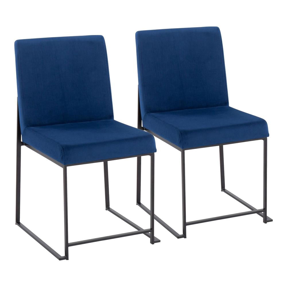 LumiSource Black Steel, Blue Velvet High Back Fuji Dining Chair - Set ...