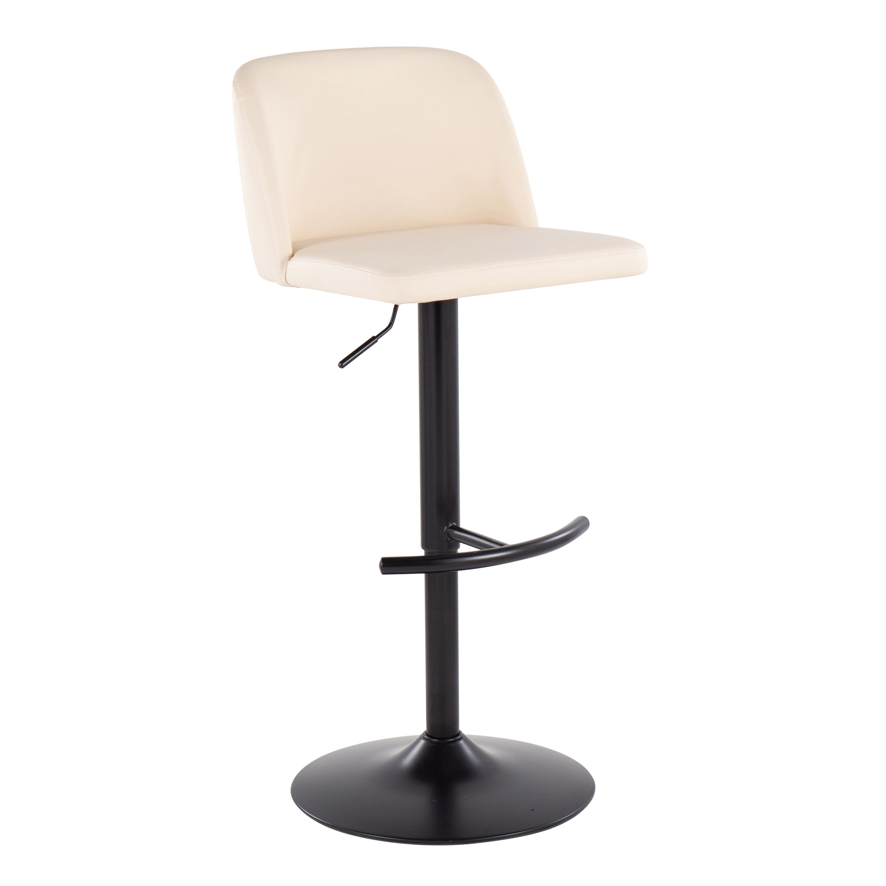 LumiSource Black Steel, Cream PU Toriano Adjustable Bar Stool - Set of ...