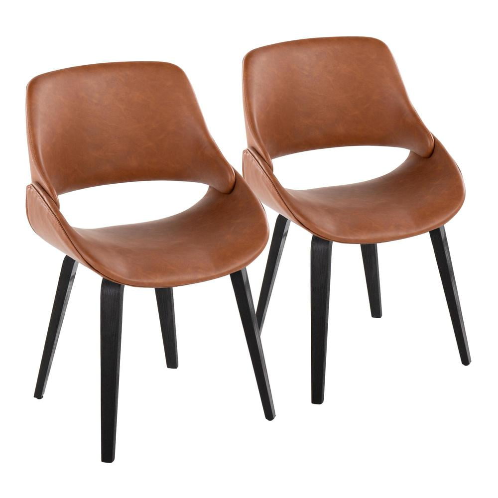 LumiSource Black Wood, Camel PU Fabrico Chair - Set of 2 - Walmart.com