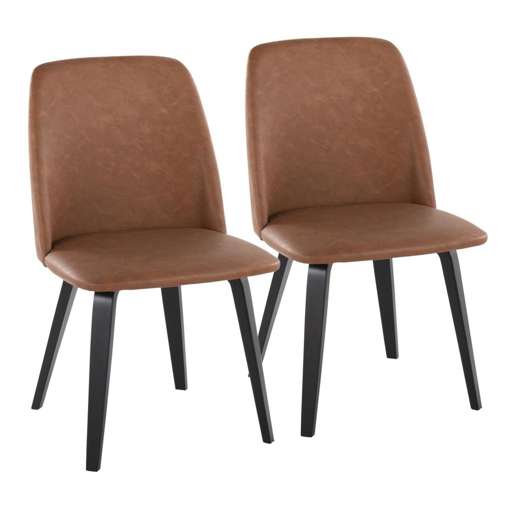 LumiSource Black Wood, Camel PU Toriano Dining Chair - Set of 2 ...
