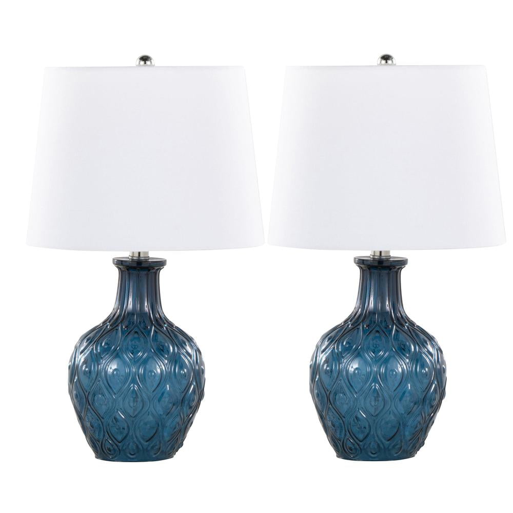 LumiSource Blue Gloria Round 20" Glass Accent Lamp - Set of 2 - Walmart.com