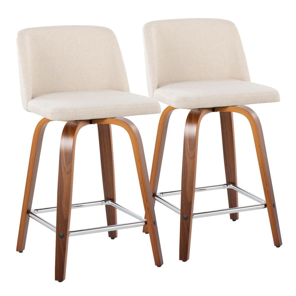 LumiSource Brown Toriano 24" Fixed Height Counter Stool - Set of 2 ...