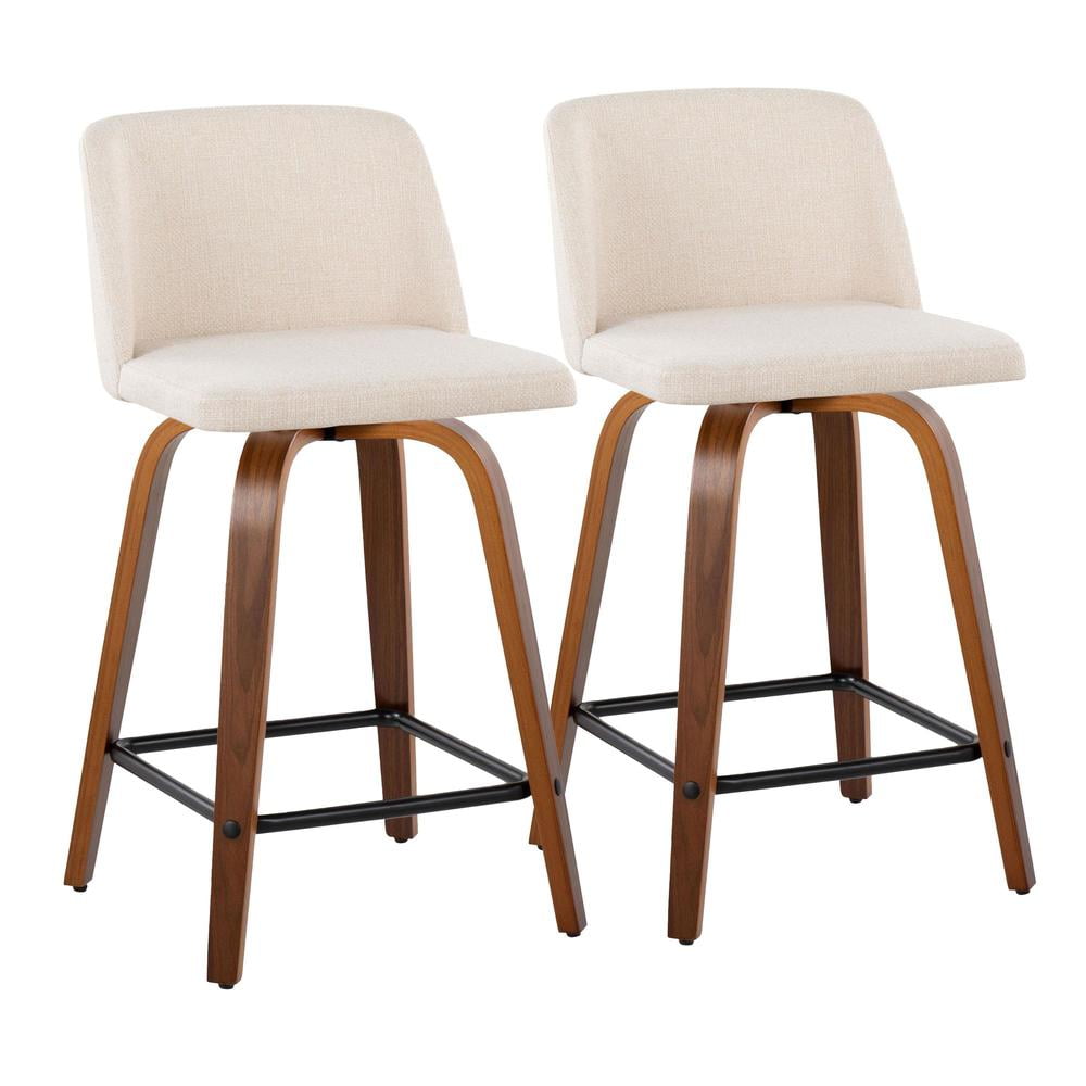 LumiSource Brown Toriano 24" Fixed Height Counter Stool - Set of 2 ...