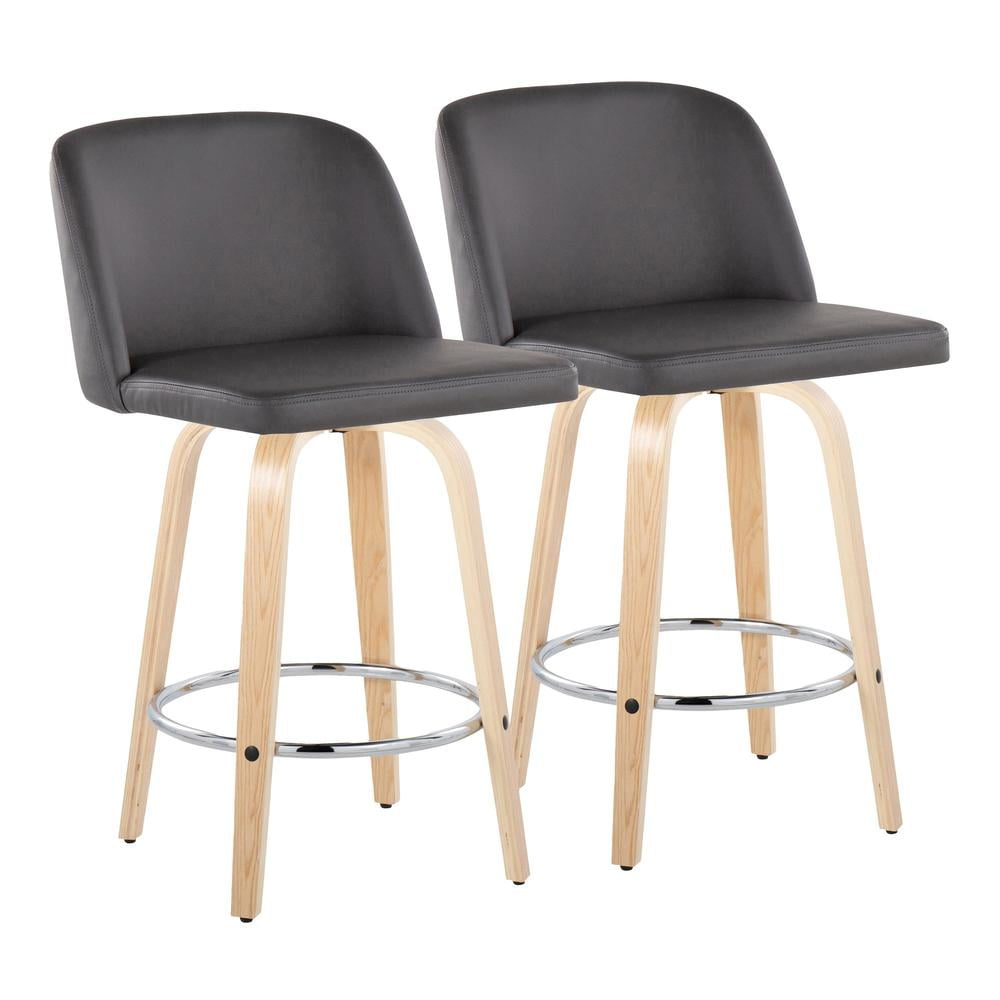 LumiSource Brown Toriano 24" Fixed Height Counter Stool - Set of 2 ...