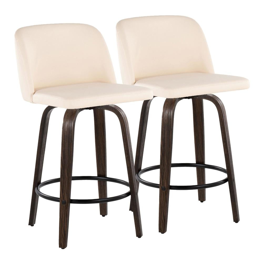 LumiSource Brown Toriano 26" Fixed Height Counter Stool - Set of 2 ...