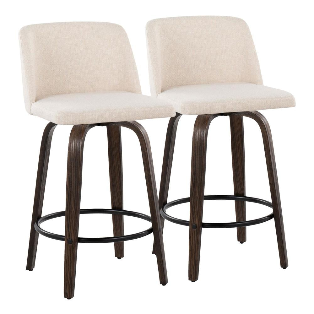 LumiSource Brown Toriano 26" Fixed Height Counter Stool - Set of 2 ...